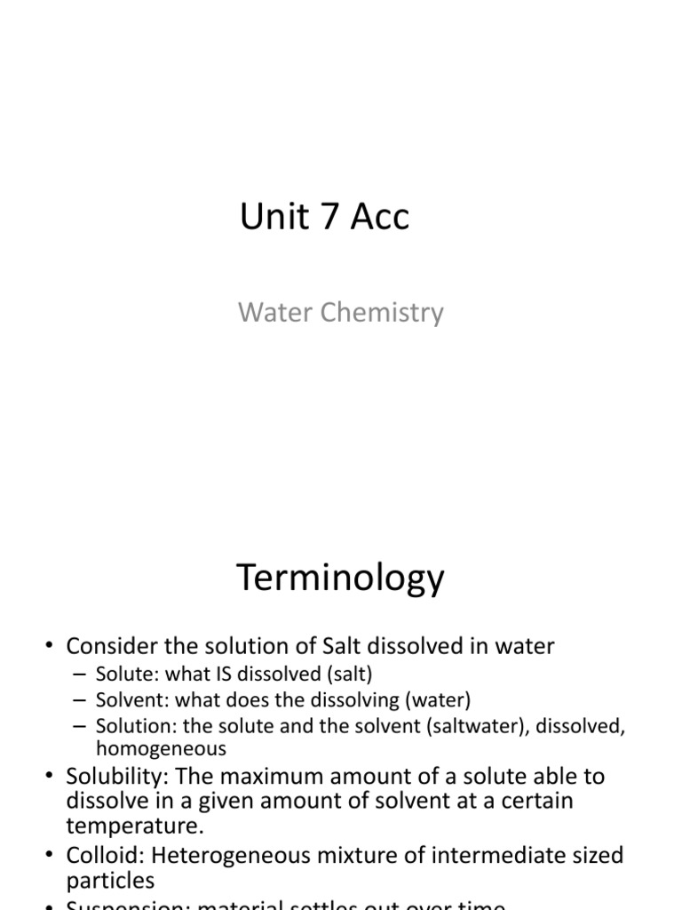 Understanding Water Chemistry Concepts | PDF | Acid | Solubility