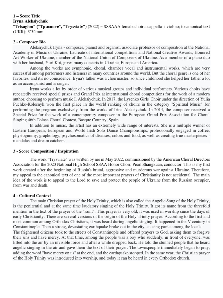 Trisagion Notes | PDF | Choir | Trinity