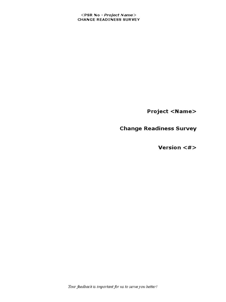 Change Readiness Survey Template | PDF | Communication | Business