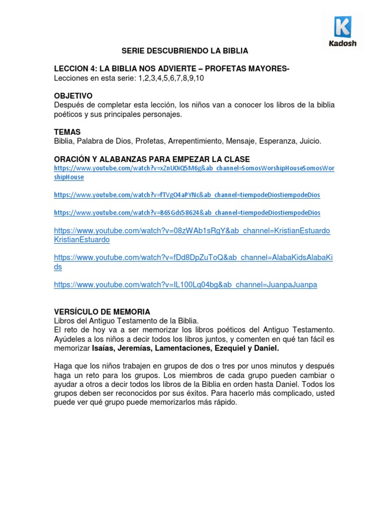 SERIE DESCUBRIENDO LA BIBLIA_LECCION_4 | PDF | Oración | Viejo Testamento