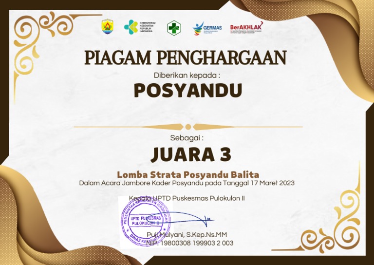 Piagam Penghargaan Juara 3 | PDF