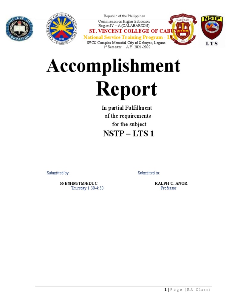 Accomplishment Report (OG) NSTP | PDF | Volunteering | Science