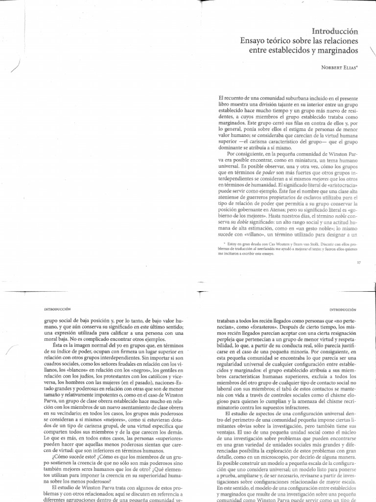 Elias. Introducción, Ensayo Teórico Sobre Las Relaciones Entre ...