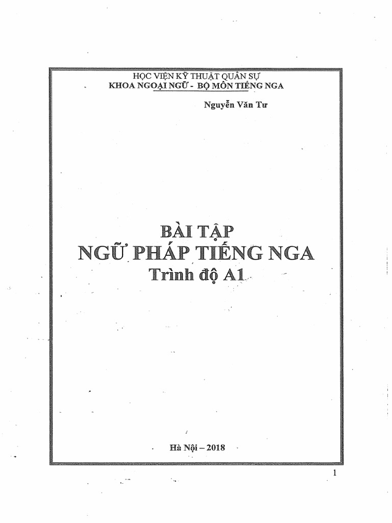 Bài Tập Ngữ Pháp Tiếng Nga TĐ A1 2018 | PDF