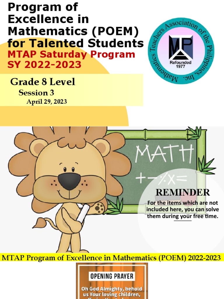 Mtap Grade 8 Session 3 | PDF | System Of Linear Equations | Equations