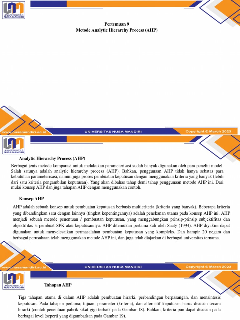 Pertemuan 9 Metode Analytic Hierarchy Process (AHP) | PDF