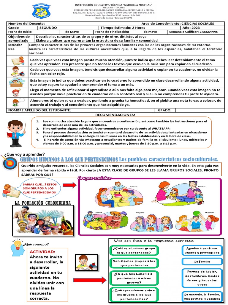 Guía de Grupos Sociales para Segundo Grado | PDF