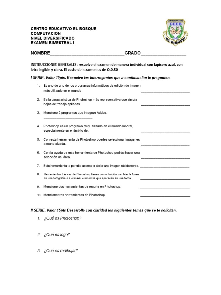 Examen Compu Diversificacion | PDF