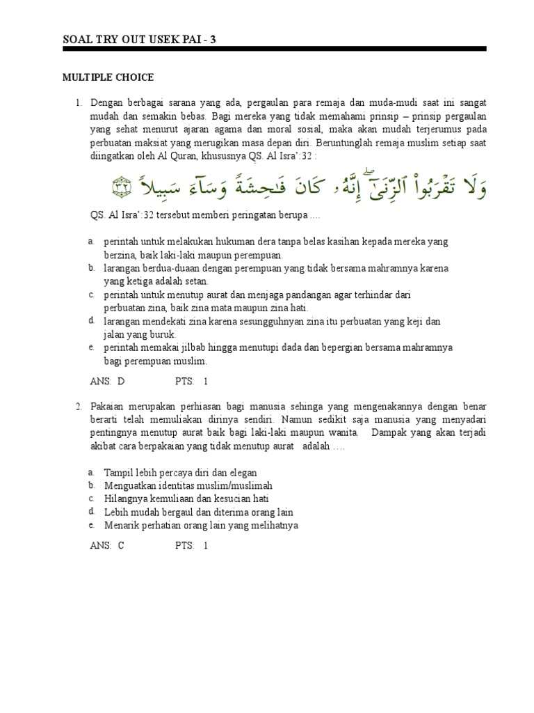 Soal Try Out Usek Pai - X | PDF | Politik | Agama & Spiritualitas
