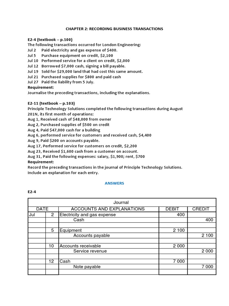 CHAPTER 2 - Exercises | PDF | Debits And Credits | Expense CHAPTER 2 - Exercises | PDF | Debits And Credits | Expense