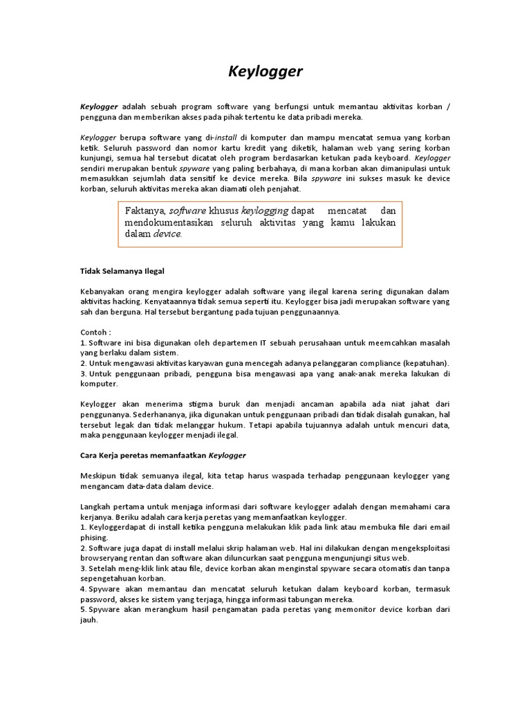 Keylogger: Ancaman dan Pencegahan | PDF | Komputer