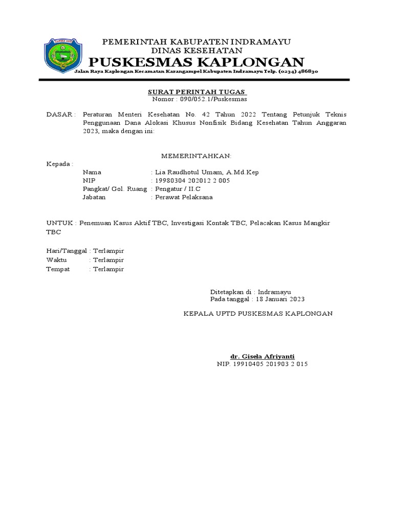 Surat Perintah Tugas SPJ Bok TB | PDF