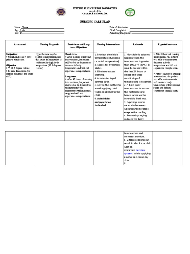 Chona NCP 2 | PDF | Fever | Diseases And Disorders