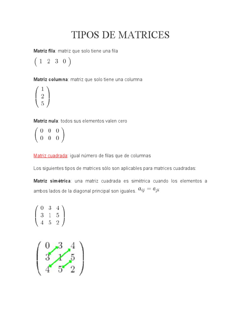 Investigación Tipos de Matrices. U2. | PDF