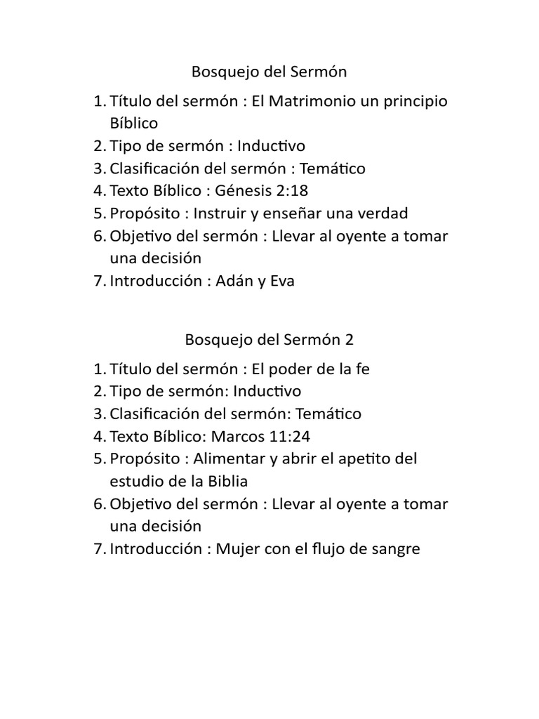 Bosquejos de Sermones Inductivos | PDF