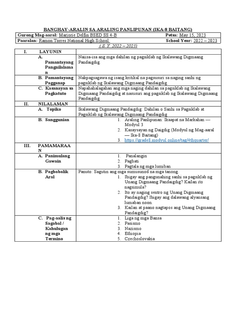 3rd Demo Lesson Plan | PDF
