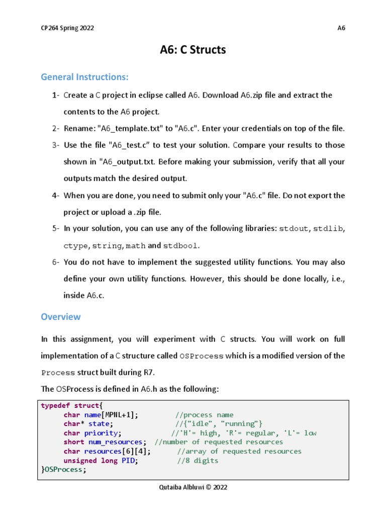 Cp264 A6 Assignment Pdf Pointer Computer Programming String 1591