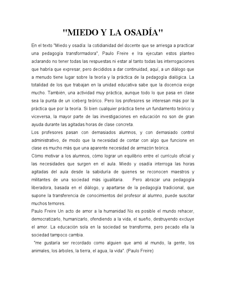 Miedo y La Osadía | PDF