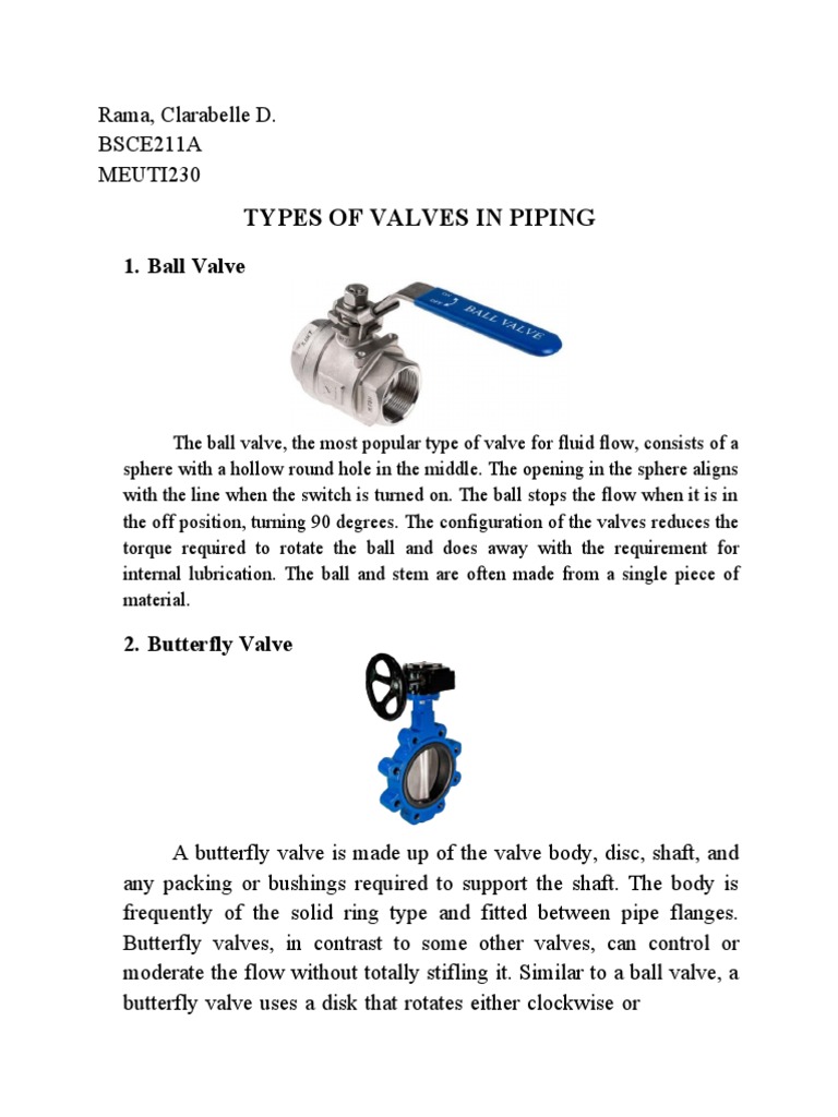 Types of Valves in Piping | PDF | Valve | Machines