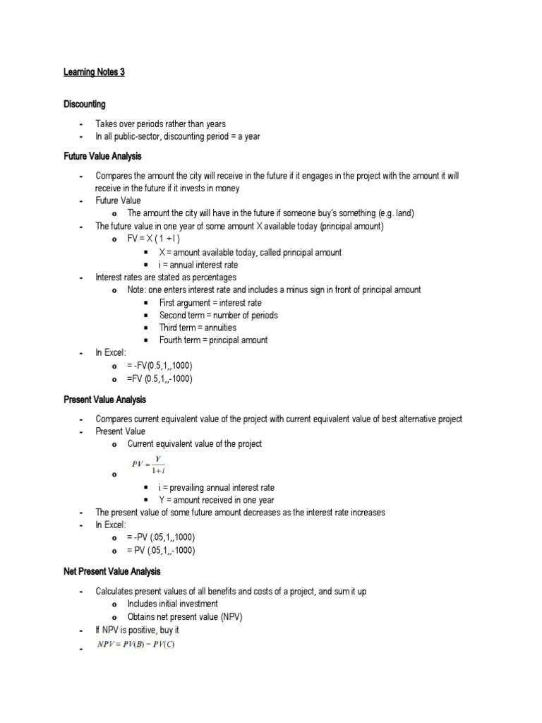 ECON 153 - Learning Notes 3 | PDF | Net Present Value | Present Value ECON 153 - Learning Notes 3 | PDF | Net Present Value | Present Value