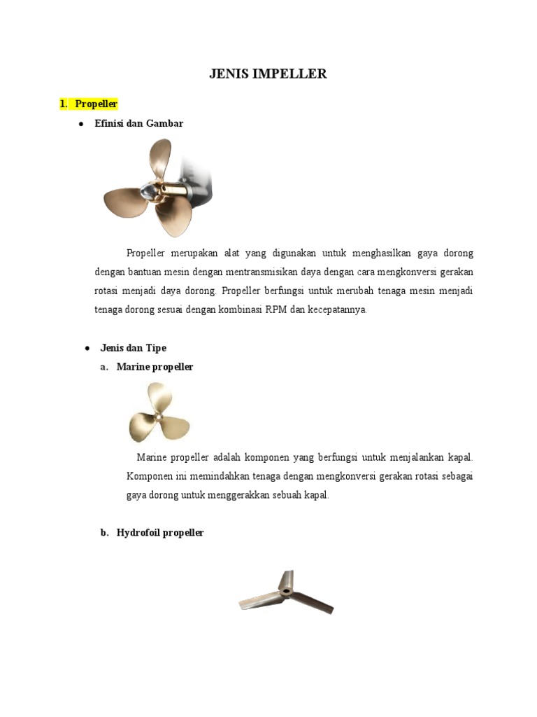 Jenis-Jenis Impeller dan Aplikasinya | PDF