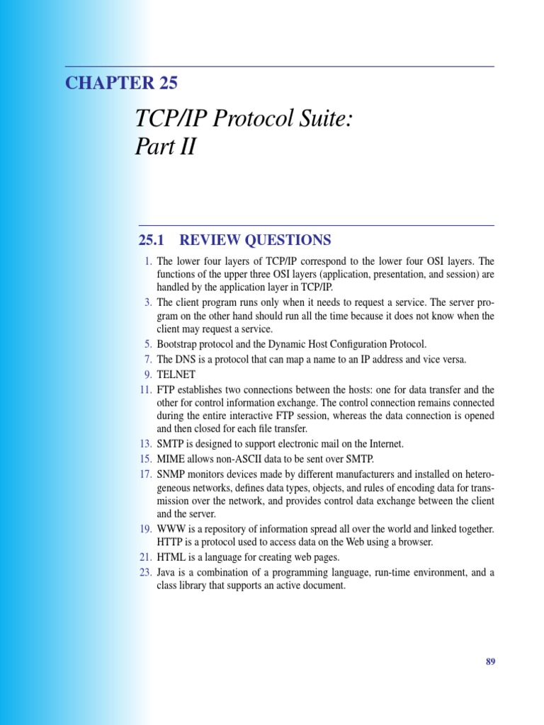 Tcp Ip Protocol Suite 25 1 Review Questions Download Free Pdf Internet Protocol Suite