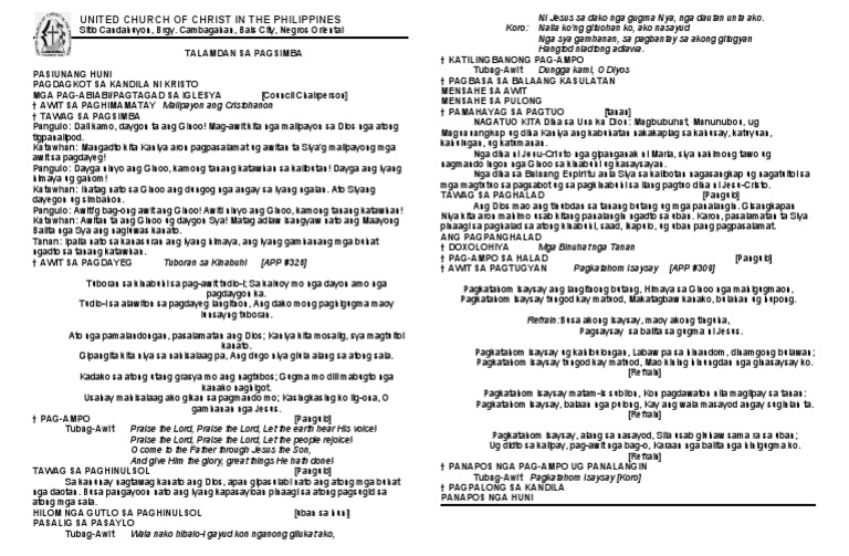 UCCP Candajuyon - Order of Worship | PDF