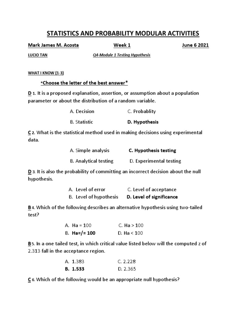 Stats Proba PDF | PDF | Statistical Hypothesis Testing | Type I And ...