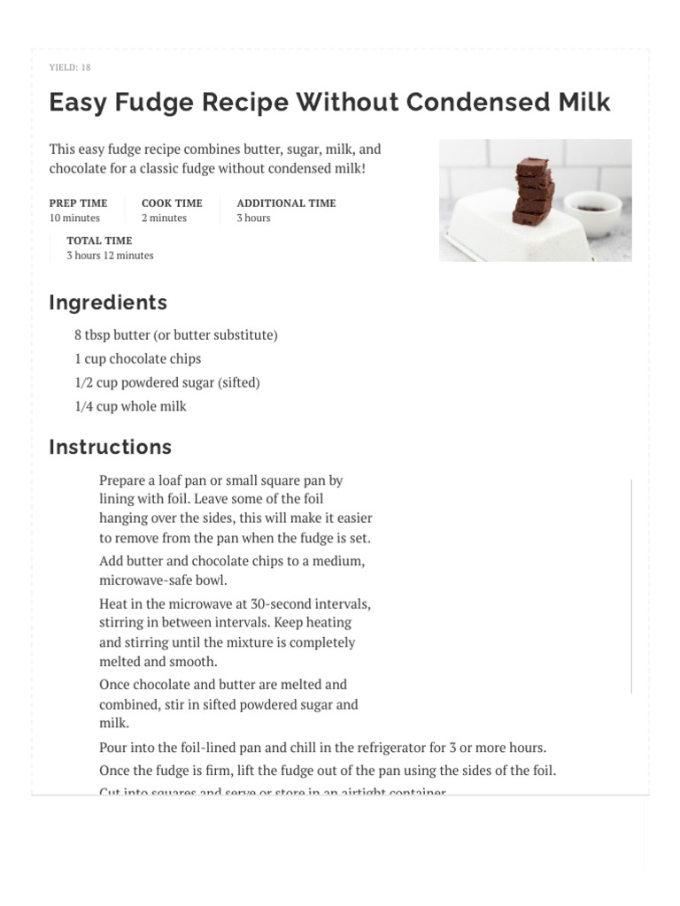 Easy Fudge Recipe Without Condensed Milk | PDF