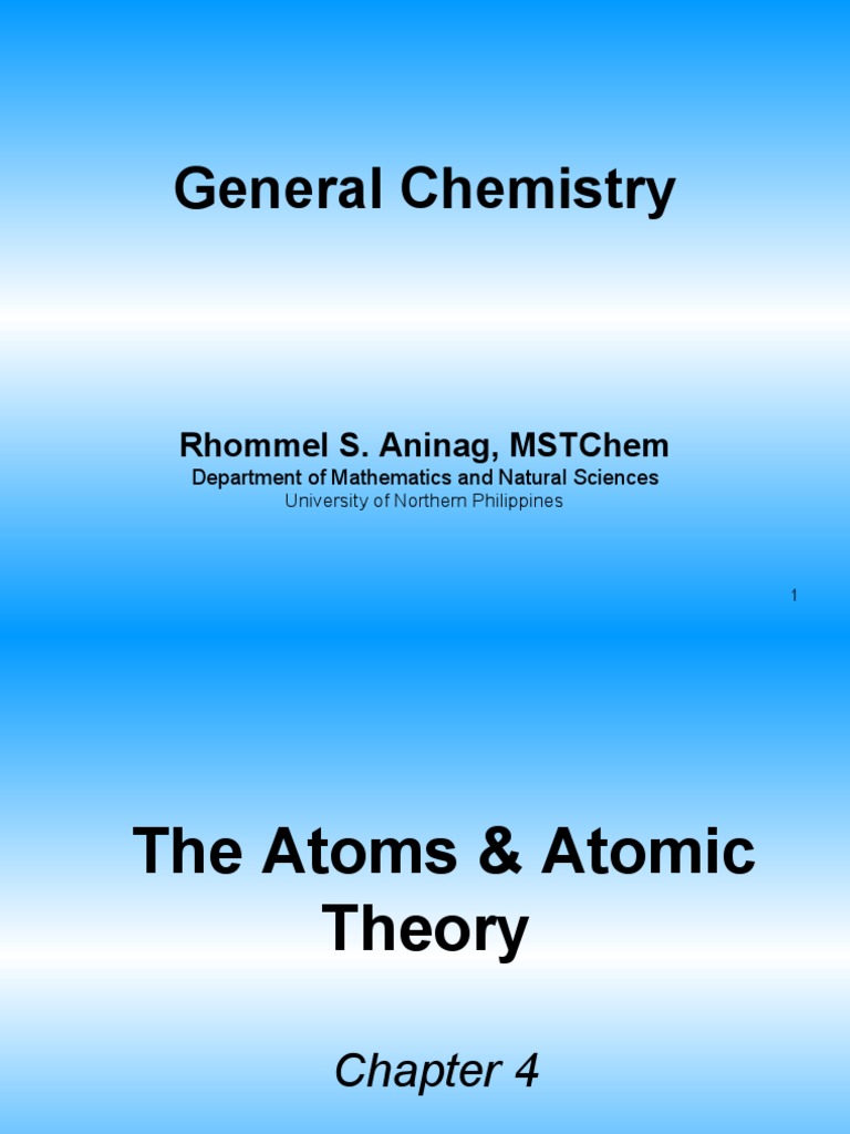 Chapter 4 (Atoms and Atomic Theory) | PDF | Atoms | Energy Level