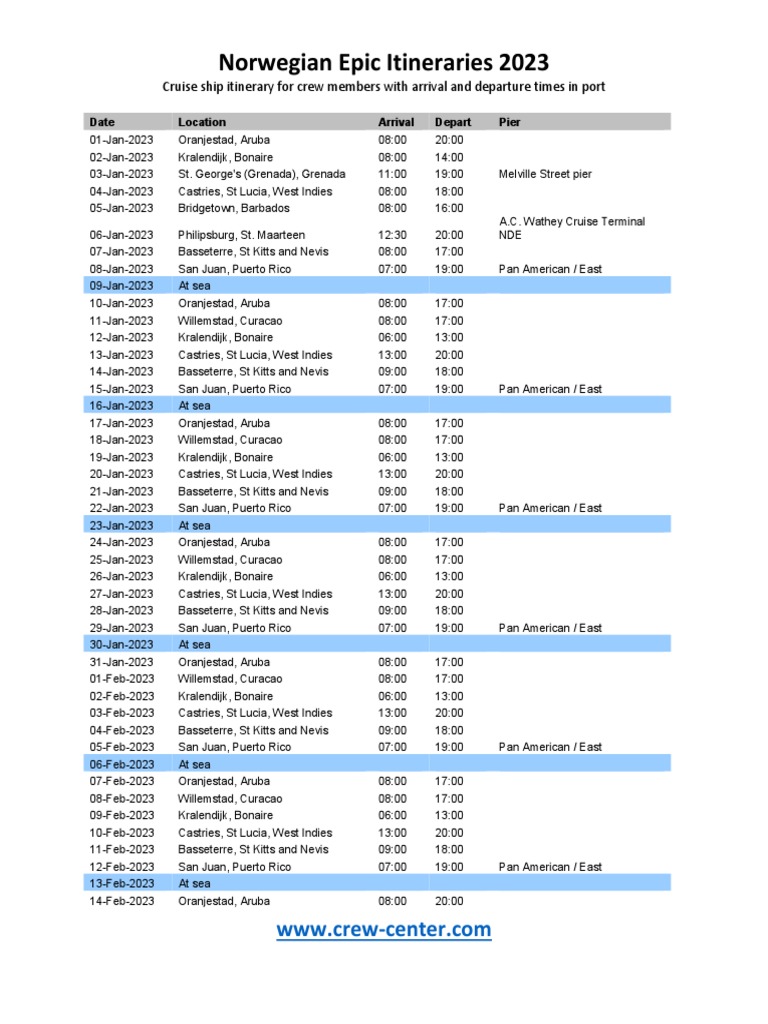norwegian_epic_itineraries_2023 | PDF | Caribbean | Water Transport