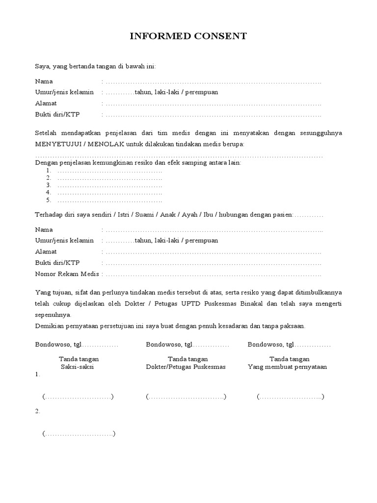 Form Informed Consent | PDF | Pengembangan Diri
