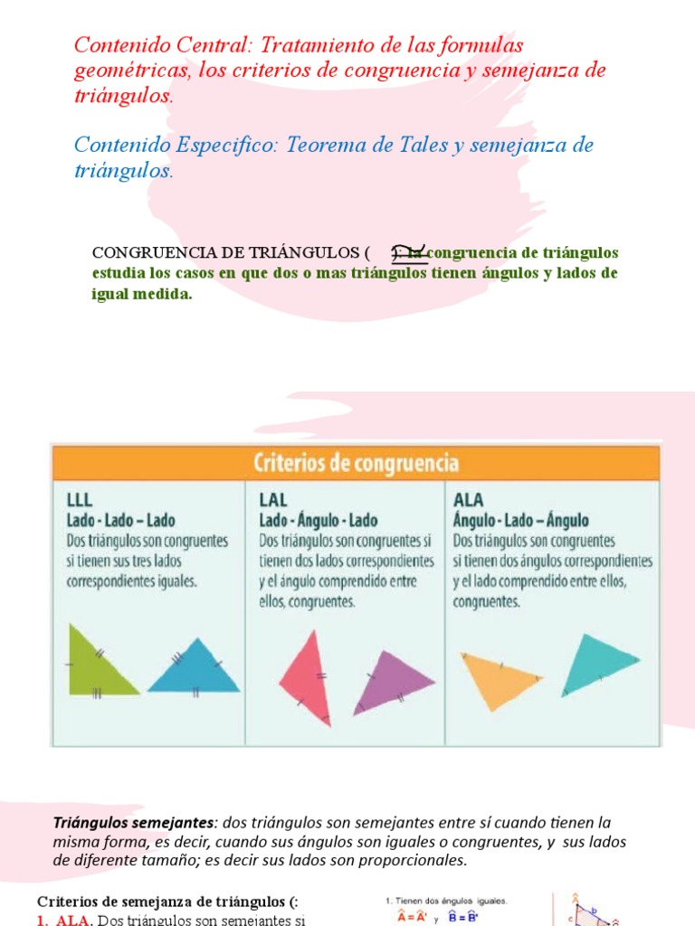 Clase 4 P2. Teorema de Tales y Semejanza de Triangulos. | PDF | Triángulo | Geometría Elemental