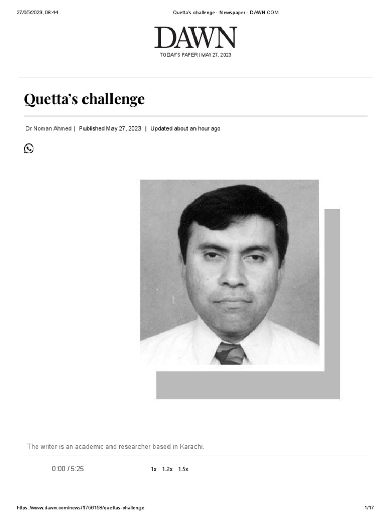 Quetta’s challenge - Newspaper - DAWN.COM | PDF | Water | Wash