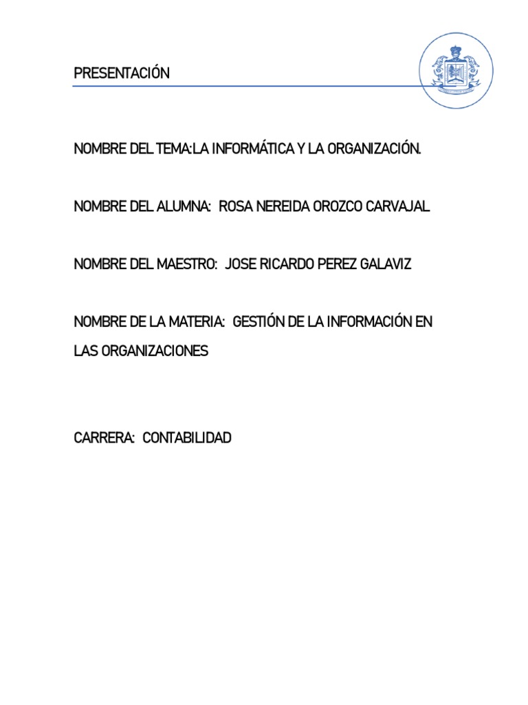 Ensayo de La Informática y Organización | PDF | Sistema de informacion ...