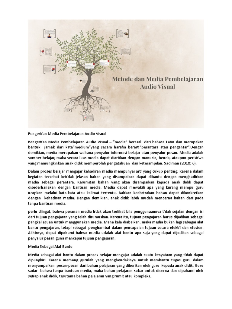 Pengertian Media Pembelajaran Audio Visual | PDF
