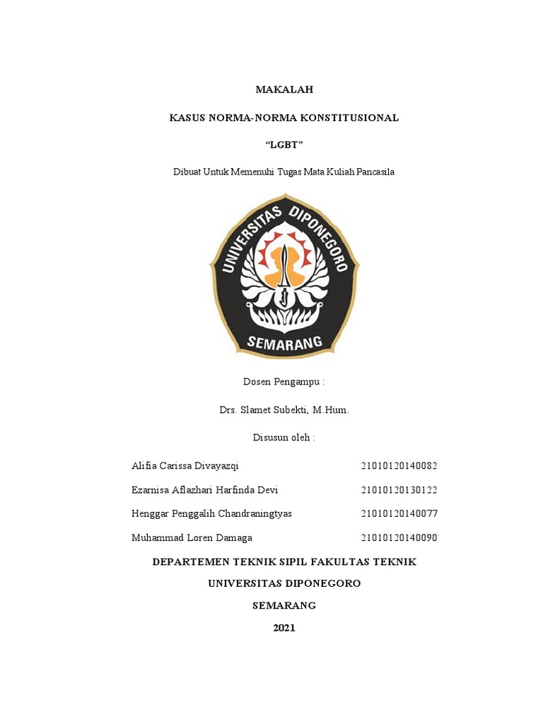 Makalah Kasus Norma-Norma Konstitusional: Dibuat Untuk Memenuhi Tugas Mata Kuliah Pancasila ...