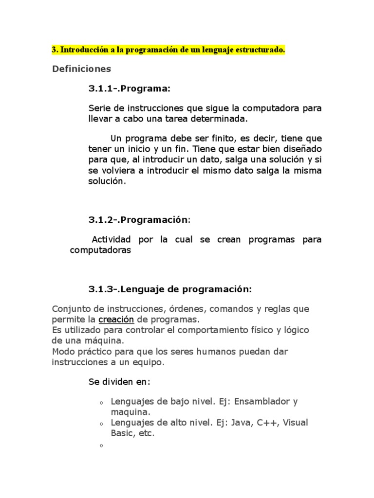 Unidad 3 Algoritmo y Lenguaje de Programación | PDF | Almacenamiento de datos de la computadora ...