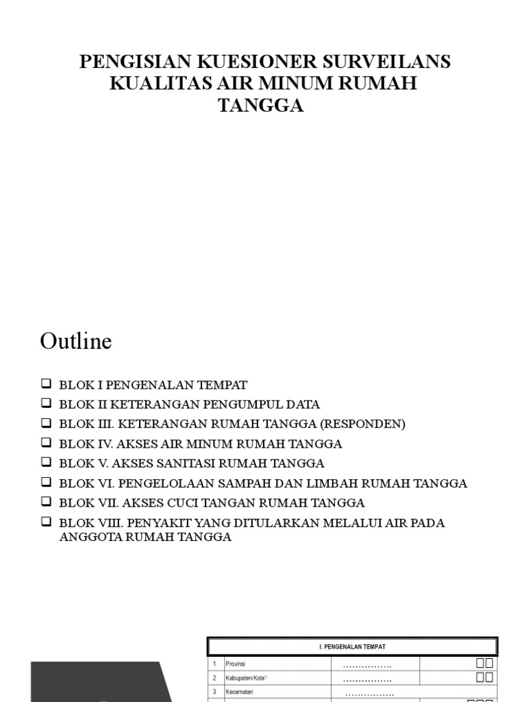 Pengisian Kuesioner Surveilans Kualitas Air Minum Rumah | PDF