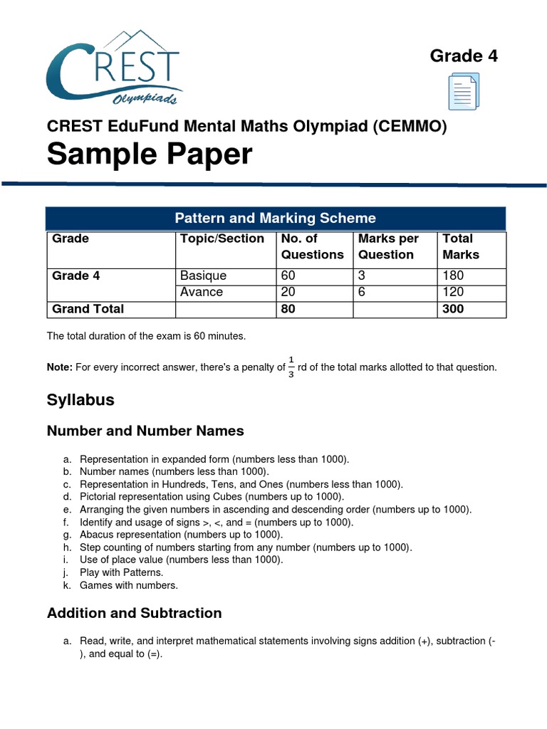 MMO Previous Year For Class 4 | PDF | Litre | Numbers