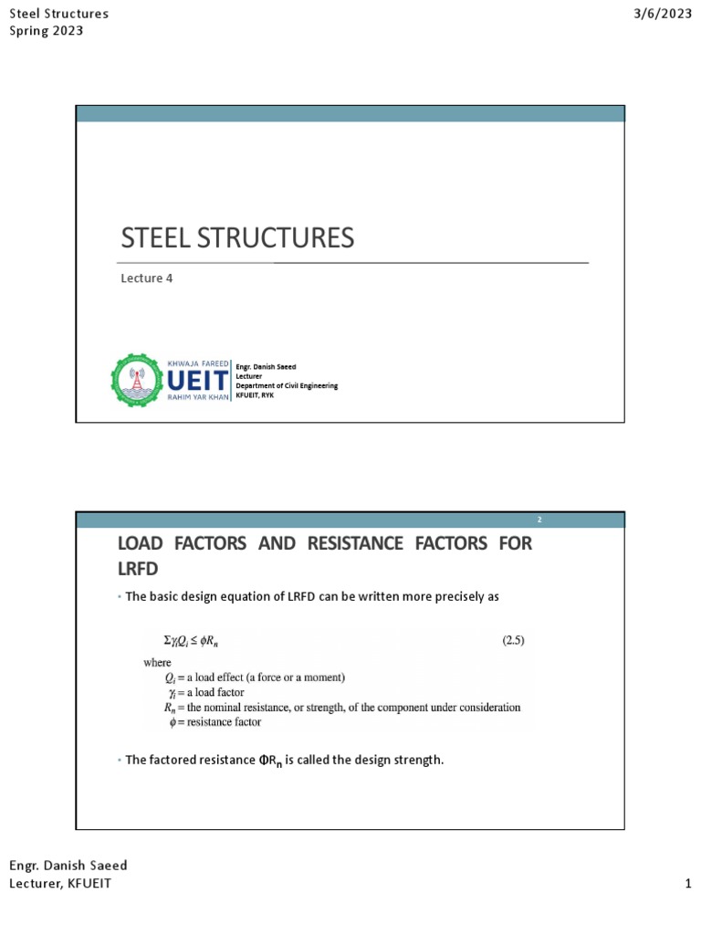 Steel Structures - Lecture 4 | PDF | Strength Of Materials | Stress ...