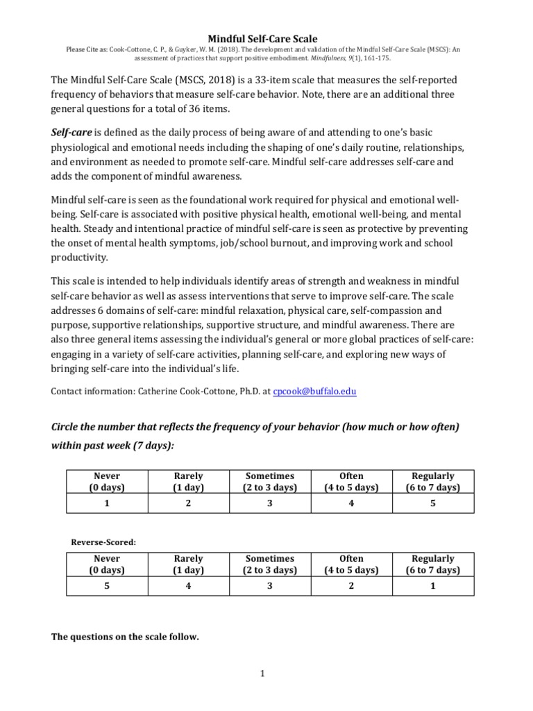 MSCS 2018 Update | PDF | Mindfulness | Behavior