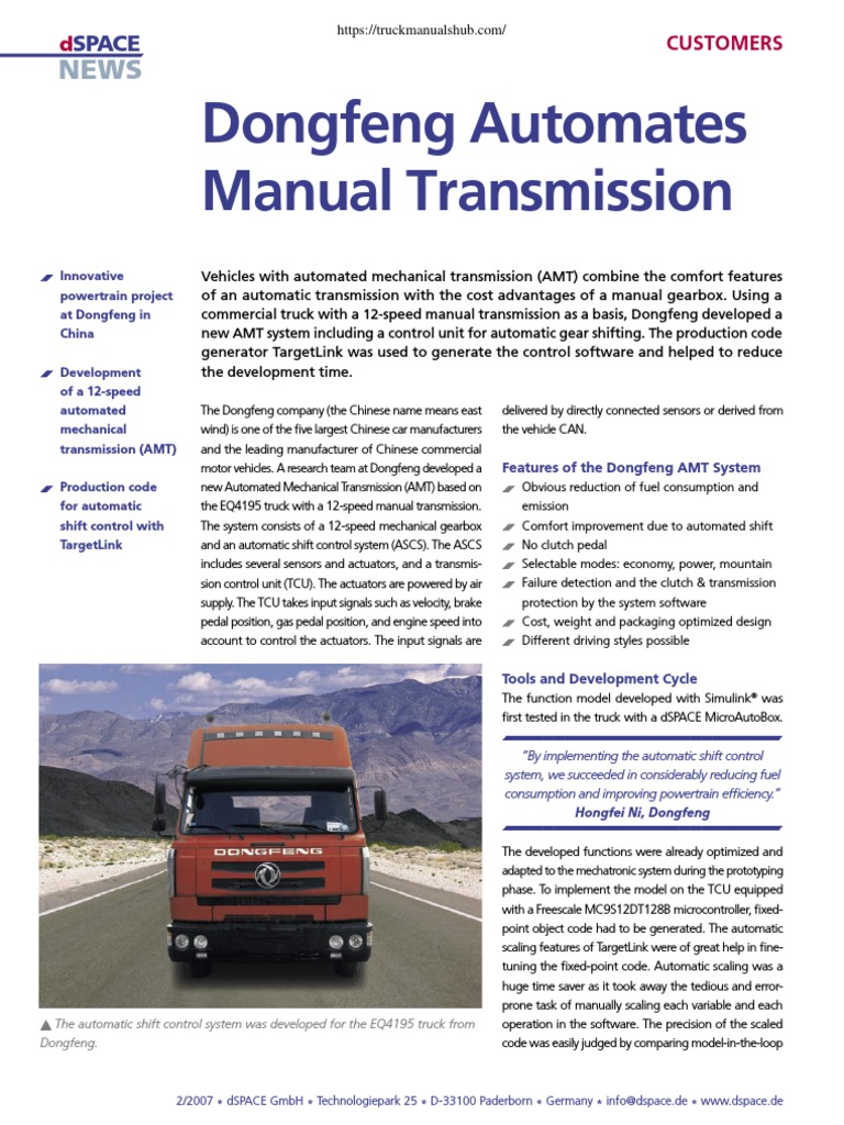Dongfeng Automates Manual Transmission | PDF | Automatic Transmission ...
