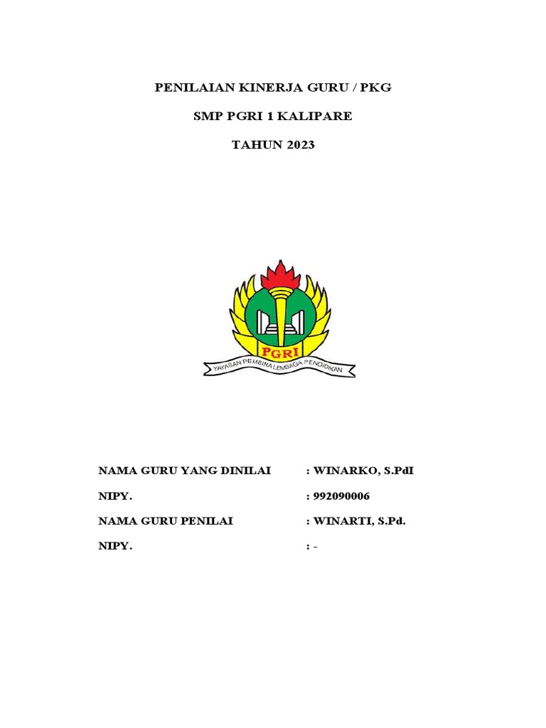 COVER PENILAIAN KINERJA GURU | PDF