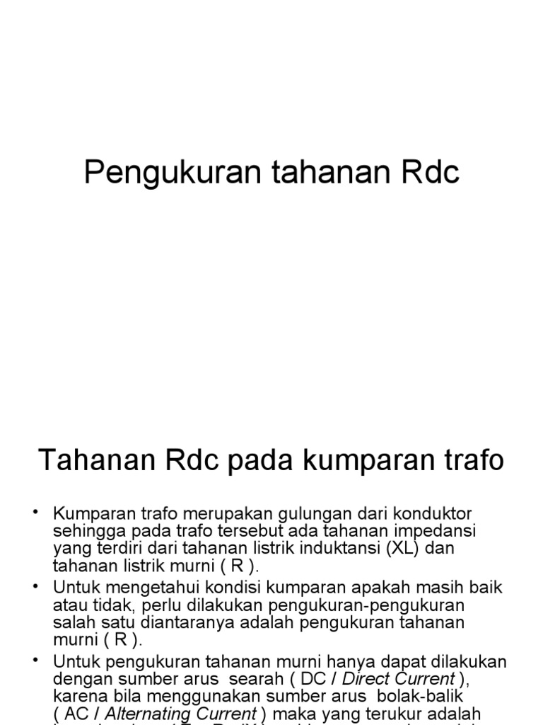 Pengukuran Tahanan Rdc pada Trafo | PDF