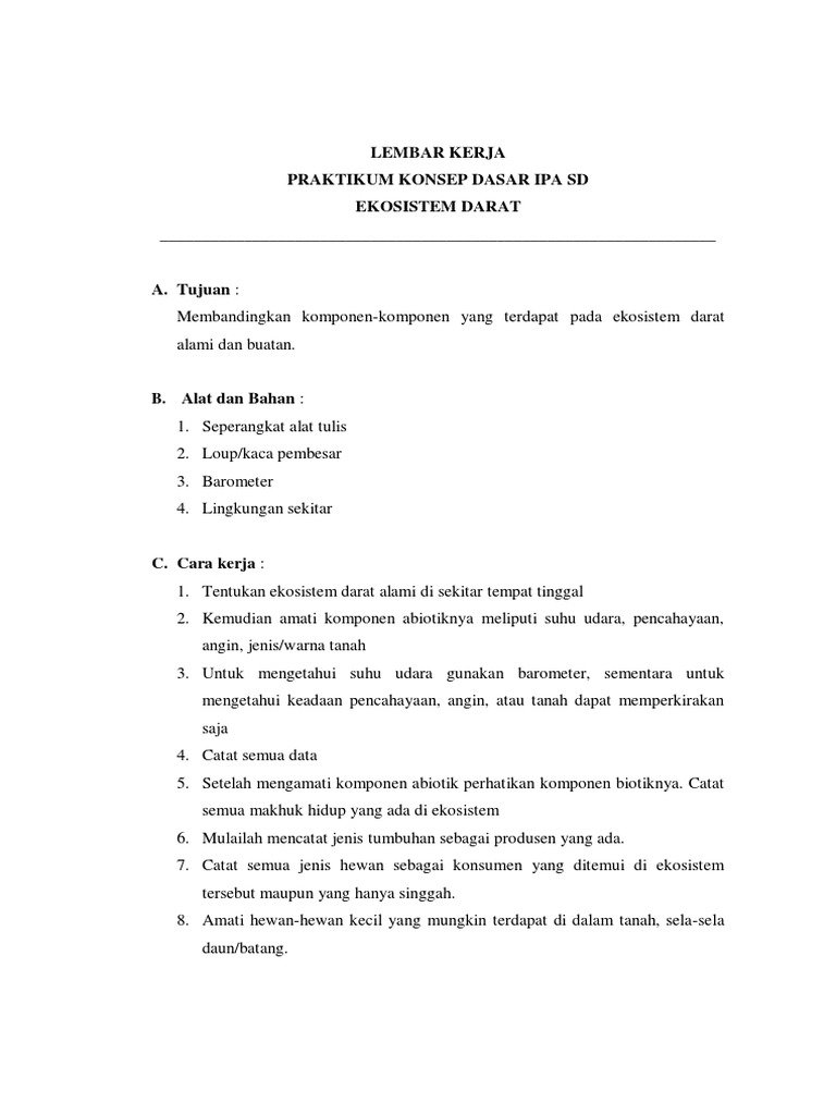 Template LKP - Ekosistem Darat | PDF