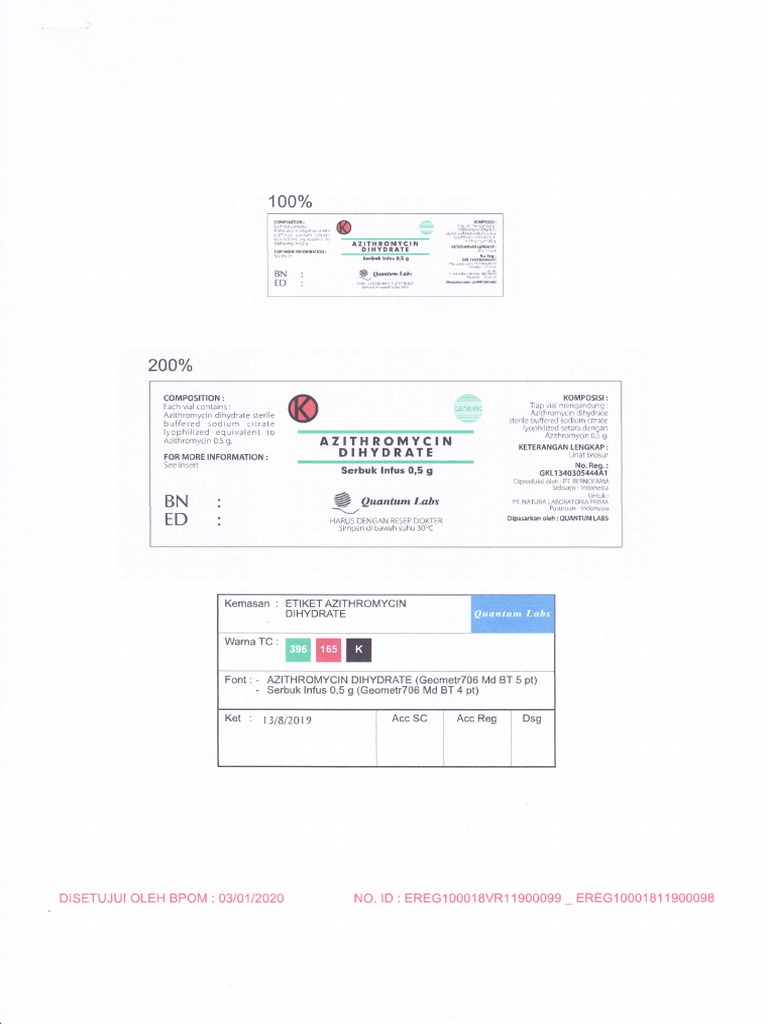 Informasi Produk Azithromycin 0.5 g inj | PDF | Streptococcus | Medical ...