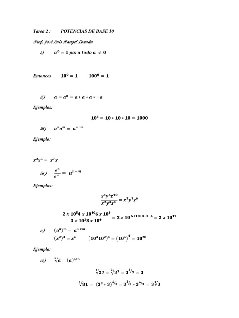Potencias de Base 10: Ejercicios y Ejemplos | PDF | Ajedrez