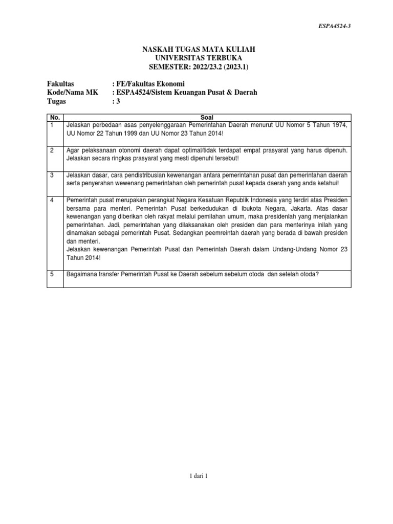 Soal Espa4524 Tmk3 3 | PDF