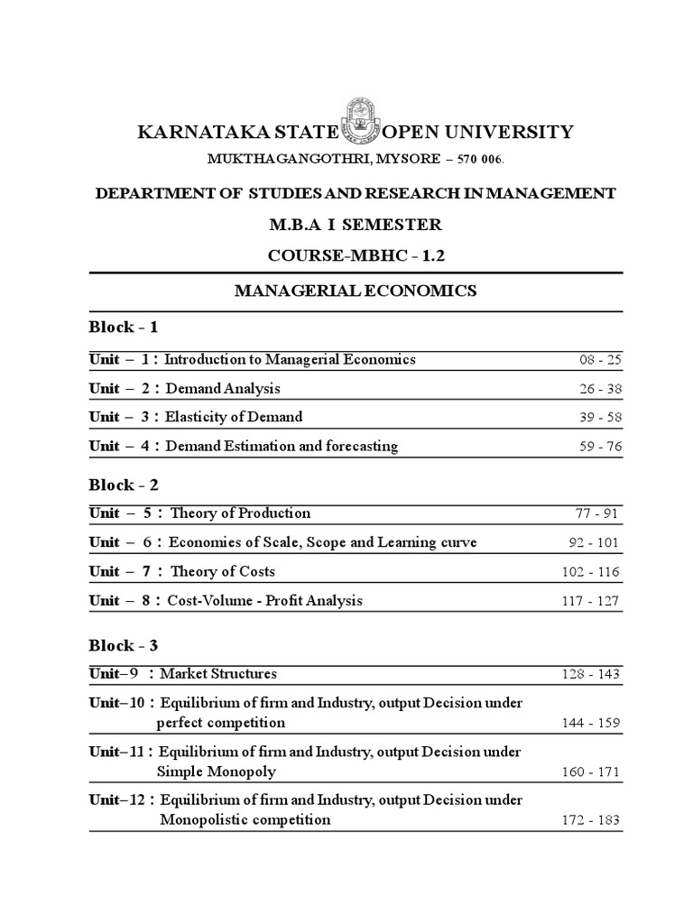 MBA Managerial Economics Guide | PDF | Economics | Monopoly